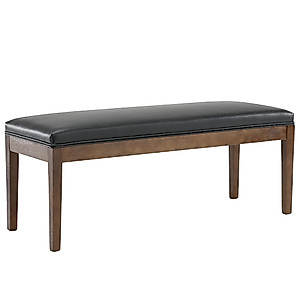 chairus PU Leather Upholstered Entryway Bench Dining Table Benches Farmhouse Shoe Bench Seat for Hallway Bedroom End of Bed Vintage 45.5" Wooden Leg Benches for Kitchen Restaurant Window, Black