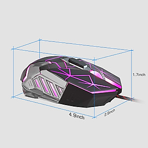 MageGee G10 Gaming Mouse Wired, 7 Colors Breathing LED Backlit Gaming Mouse, 6 Adjustable Speeds, Ergonomic Optical Computer Mouse with 7 Buttons for Windows PC Gamers
