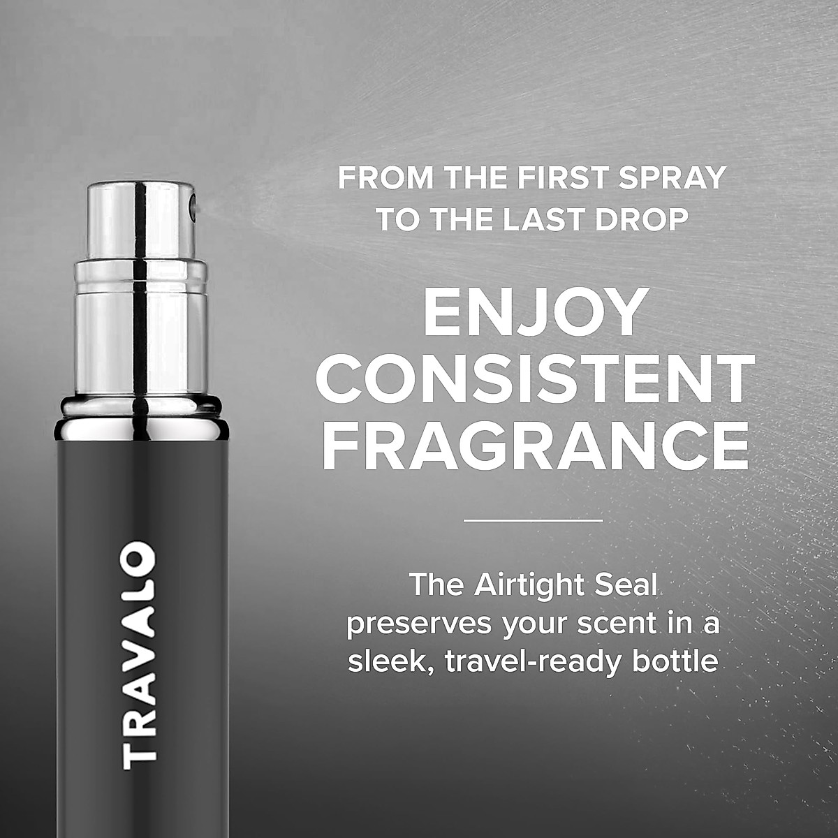 Travalo Classic HD Perfume Atomizer | Genie-S TSA Approved Travel Perfume Bottle Refillable | Reusable Airtight Easy-Fill Mini Pump Sprayer | Lightweight Elegant Design w/Volume Window | Black 0.17oz