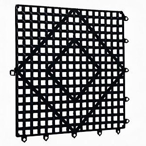 San Jamar Versa-Mat Plastic Interlocking Bar Mats, Black, (Set of 12)
