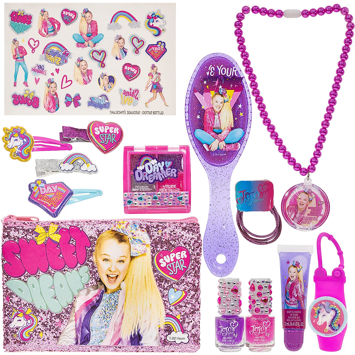 JoJo Siwa - Townley Girl Cosmetic Makeup Gift Box Set includes Lip Gloss, Nail Polish, Hair Accessories and more! for Kids Teen Girls, Ages 3+ perfect for Parties, Sleepovers and Makeovers