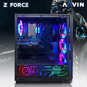 AQVIN Gaming PC Tower Desktop | Intel i7 Processor up to 4.0 GHz | GTX 1050 Ti 4GB GDDR5 Gaming GPU | 1TB SSD Solid State Drive 32 GB DDR4 RAM | Windows 10 Pro WiFi Ready (Renewed)