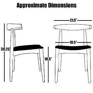 2xhome Set of 2 Solid Wooden Dining Chairs | Upholstered Beige Cloth Linen Cushioned Seat | Modern Farmhouse Elbow Side Chair | Home, Kitchen, Office, Meetings (Espresso-Beige Seat)