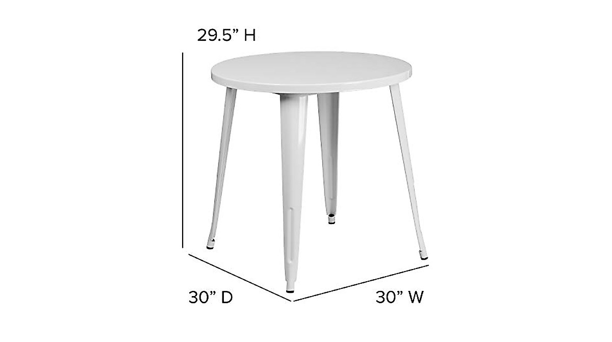 Commercial 30" White Metal Indoor-Outdoor Table | Durable & Stylish