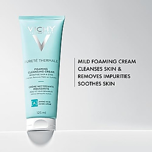 Vichy Pureté Thermale Foaming Cleansing Cream | Foaming Face Wash & Makeup Remover With Purisoft & Vitamin B5 | Sensitive Skin Tested | Cleanses, Removes Makeup & Hydrates | Soap Free | Non-Drying