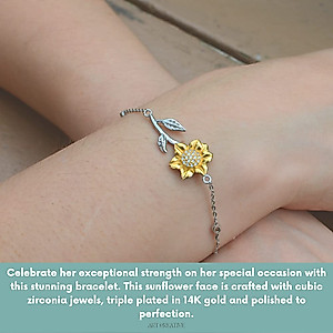 Granddaughter Gifts From Grandma, 925 Sterling Silver Bracelet, Granddaughter Gifts For Graduation Birthday Mothers Days Holidays Sunflower Bracelet Gift Set gdfgensf26