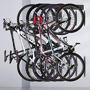 WALMANN Bike Storage Rack, 6 Bike Hooks for Garage & Home Space Saving Wall Mount Vertical Bike Hangers Holds Up to 300LBS