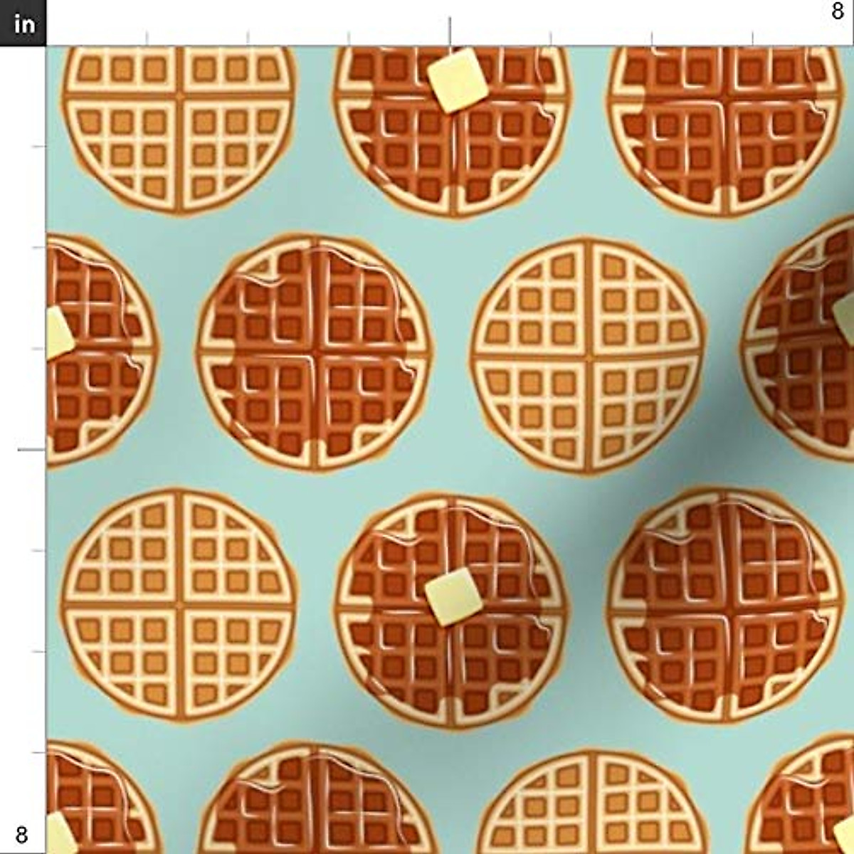 Spoonflower Fabric - Dark Mint Waffle Breakfast Food Printed on Petal Signature Cotton Fabric by The Yard - Sewing Quilting Apparel Crafts Decor