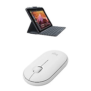 Logitech Slim Folio with Integrated Bluetooth Keyboard for iPad with Pebble i345 Wireless Bluetooth Mouse