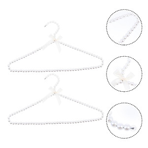 PRETYZOOM Elegant Clothes Hangers Pearl Beads: Clothes Hangers Dress Coat Hangers Closet Coat Storage Organizer Dry Rack 2PCS