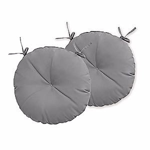 ROSNINIKA 2 Pack Round Bistro Seat Cushions Bistro Chair Cushion Round Cushion Outdoor Chair Cushions with Ties 15x15x4 Inches Gray