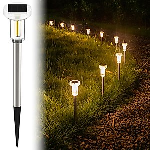 PEATOP Solar Outdoor Lights 10 Pack, Solar Powered Landscape Path Lights LED Solar Garden Lights IP67 Waterproof Lights Auto On/Off Lawn Lights for Walkway Yard Backyard Patio Driveway Decorative