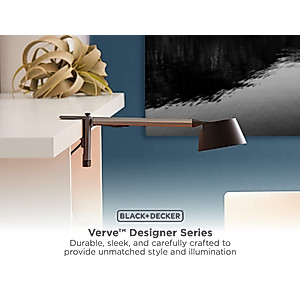 BLACK+DECKER Verve Designer LED Clamp Light, Fits Shelves, Cubicles & Headboards, True White LED + 16M RGB Colors