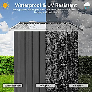 Seizeen Outdoor Storage Shed 6X4FT, Metal Tool Shed Outdoor Storage House with Base Frame & Double Lockable Doors, Steel Utility Garden Shed Outside Storage Clearance for Backyard Patio (Dark Gray)