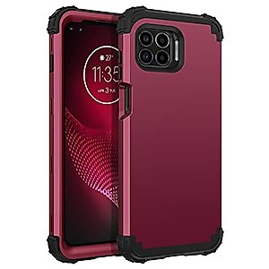 BENTOBEN Case Compatible with Moto One 5G/Moto G 5G Plus/Moto One 5G UW, 3 Layer Heavy Duty Rugged Shockproof Protective Cover for Motorola Moto One 5G /G 5G Plus/One 5G UW 6.7", Wine Red