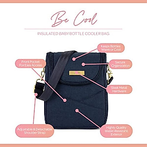 JuJuBe Insulated Baby Bottle Cooler Bag for Travel Breastmilk Storage, Portable Bottle Carrier for Breast Milk Bottles, Ice Pack, Multipurpose Insulated Food Storage Bag, “Be Cool” - Indigo Chromatics