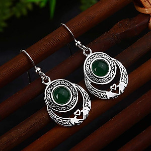 KWUNCCI Shamrock St. Patrick's Day Earrings Celtic Knot Claddagh Dangle Drop Irish Earrings for Women