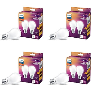 PHILIPS LED Ultra Definition Flicker-Free Dimmable Eye Comfort Technology, Soft White 2700K A15 Frosted Glass Light Bulb, 750Lumen, 5W=60W, E26 Base, 8-Pack (581199)
