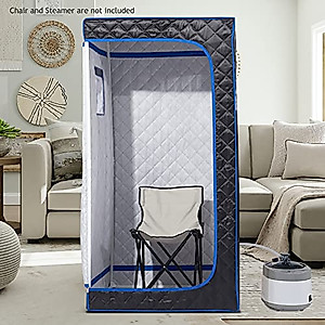 Smartmak Full Size Steam Sauna Tent for Home, Portable 1 Person Spa Room for Detox Therapy, Relaxation Steamers NOT Included (33.9" L*33.9" W*65.8" H Black)