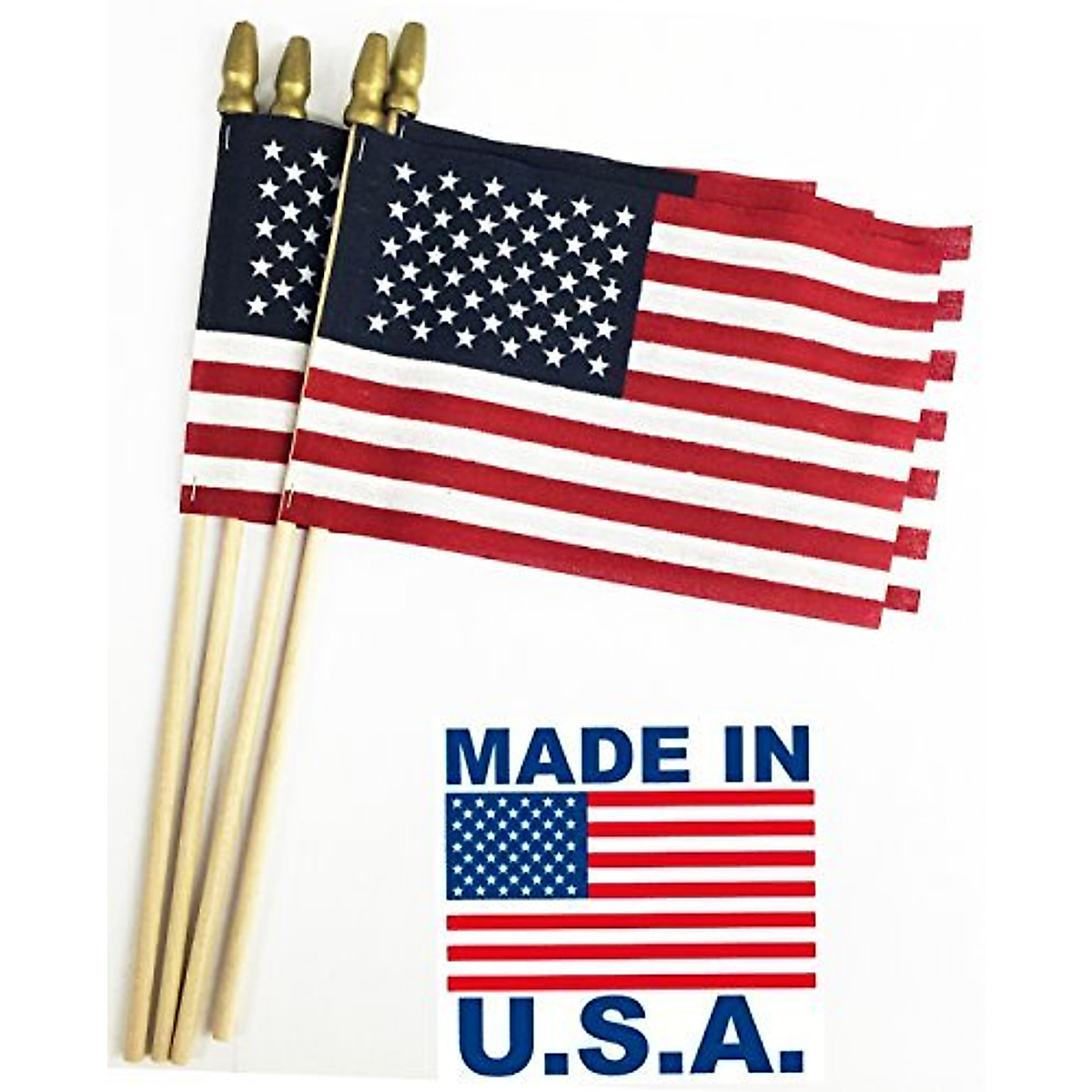 GIFTEXPRESS 12-Pack, Proudly MADE IN U.S.A. 8x12 Inch Spearhead Handheld American Stick Flags/Grave marker American Flags/USA Stick Flag (12)
