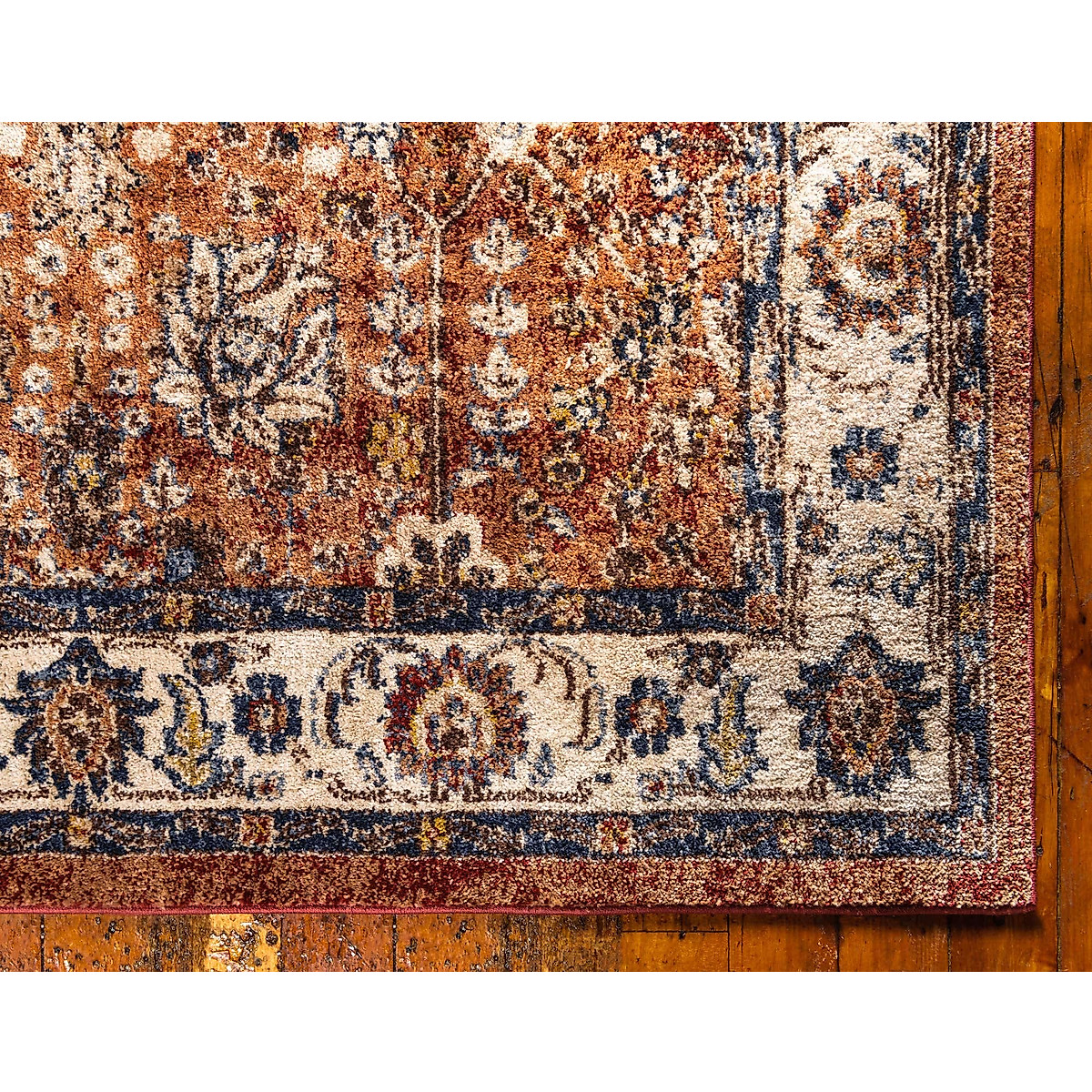 Unique Loom Utopia Collection Traditional Classic Vintage Inspired Area Rug with Warm Hues, 8' x 10' Rectangle, Terracotta/Blue