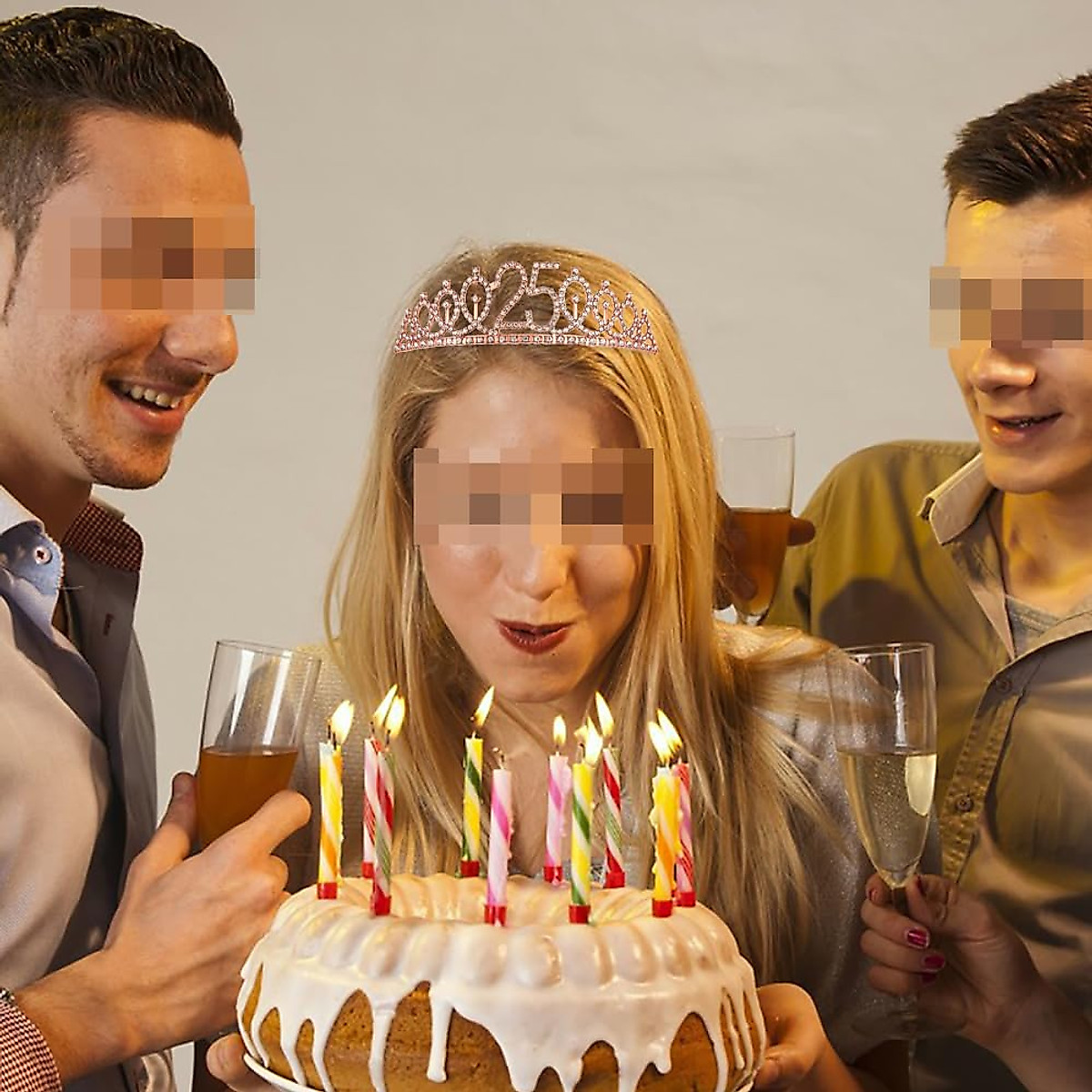 Ceqiny 25th Birthday Sash Tiara and Crowns for Girls, Birthday Queen Rose Gold Tiara, Princess Tiara Rhinestone Headbands with Combs Bridal Wedding Tiaras for Wedding Prom Bridal Party Christmas