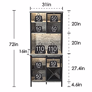 QNICE 71" LED Lights Industrial Bar Cabinet/Dining Room Hutch with Sliding Barn Door/Freestanding Liquor Pantry with Wine Rack/Rustic Oak