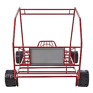 HABITRIO Twin Bed Frame, Racer Cart Design Metal Structure Canopy Twin Size Platform Bed with Headboard, Sturdy Slat System, No Box Spring Needed, Fit for Kids Teens Bedroom, Red