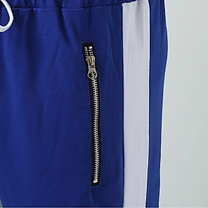 Vickyleb Men's Fitted Elastic Waistband Cotton Linen Pants with Drawstring Cargo Pants for Men Relaxed Fit *mingwangseo* Blue