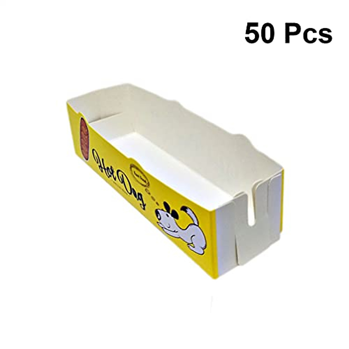 GANAZONO 50pcs Paper Hot Dog Trays Hot Dog Serving Dish Trays Disposable Fluted Dishes Corn Dogs Wrappers Breakfast Sausage Trays Hot Dog Cart Accessories