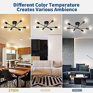 ANWIO Sputnik Chandelier, Mid Century Modern Nordic Pendant Lighting 6 Lights Black Ceiling Light Fixture Black Light for Living Room Kitchen, Bedroom, Dining Room, Kitchen, Office (Black)