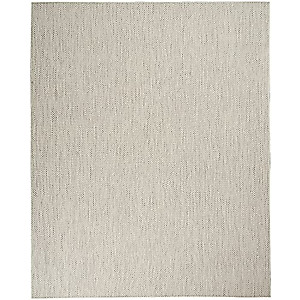 Nourison Courtyard Indoor/Outdoor Ivory/Silver 10' x 14' Area -Rug, Easy -Cleaning, Non Shedding, Bed Room, Living Room, Dining Room, Backyard, Deck, Patio (10x14)