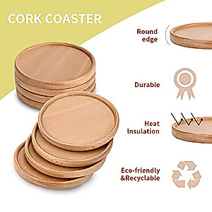 Coasters for Drinks Set of 4 , Natural Non Slip Wooden Coasters , Perfect Housewarming Gift Idea
