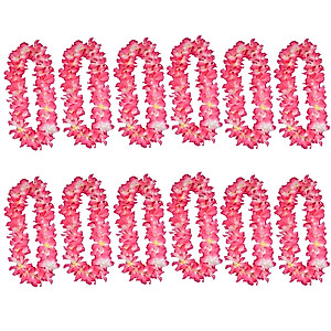 Thicken 41 Inch Pink Hawaiian Leis for Graduation Party, Dance Party, Photo Prop in Outdoors (12 Pcs)