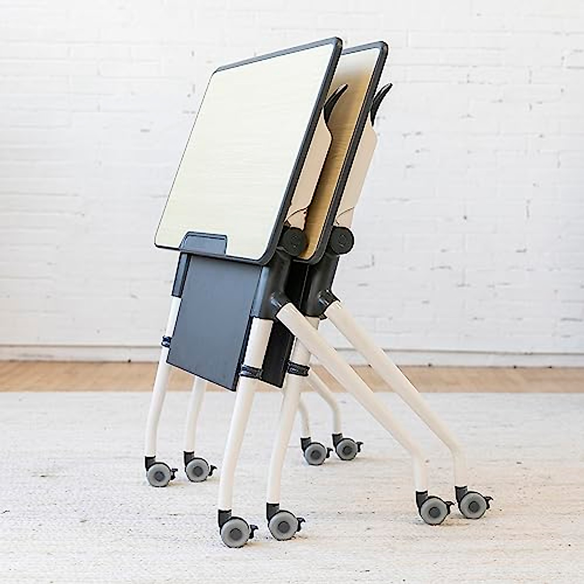 ECR4Kids Nesting Student Desk, Portable Table, Maple/Grey