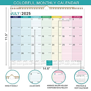 2025-2026 Calendar - Wall Calendar 2025-2026, March 2025 - August 2026, 18 Monthly Calendar with Thick Paper, 15" x 11.5", Hanging Hook - Colorful Lump