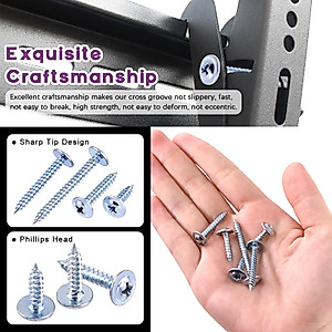 Swpeet 180Pcs 6 Sizes #8 x 1/2", 5/8", 3/4", 1", 1-1/4", 1-1/2" Phillips Modified Truss Head Wood Screws Assortment Kit, Blue White Zinc Alloy Carbon Steel Standard Self Tapping Sheet Metal Screws