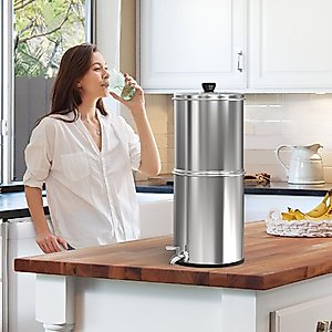 YITAHOME Gravity-fed Water Filter System, 2.25-Gallon 304 Stainless-Steel Gravity Water Purifier System, Countertop Filter System with 2 Filters, Stainless Steel Water Spigot