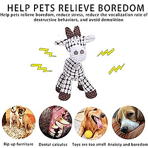 Donkey Shape Pet Dog,Chew Toys with Squeakers,Stuffed Squeaker Dog Toyfor Puppy, Small, Medium Dogs (Creamy-White)