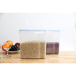 Basicwise Large BPA-Free Plastic Food Cereal Containers, Airtight Spout Lid Set of 2