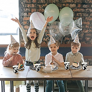 CONEHOY 60 Pcs Cow Cups Disposable Paper Juice Cups Western Cowboy Cow Cups Cow Theme Party Decorations for Birthday Party Baby Shower Farm Party Supplies (Black, White)