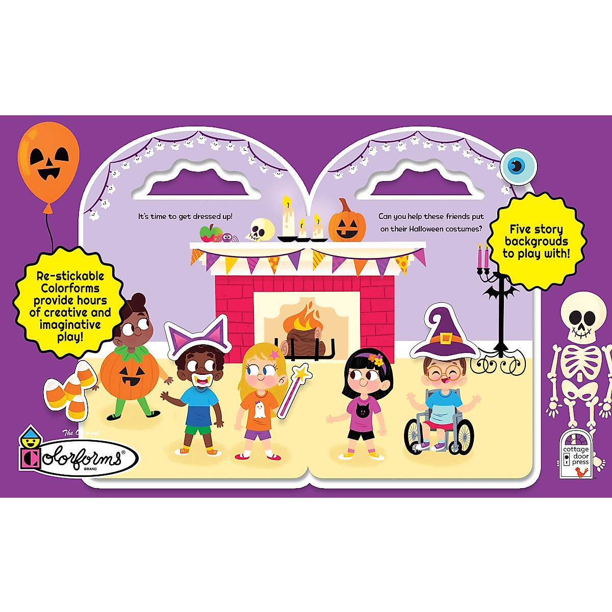Happy Halloween Colorforms - Reusable Sticker Activity Book Clings For Toddlers, Ages 2-7