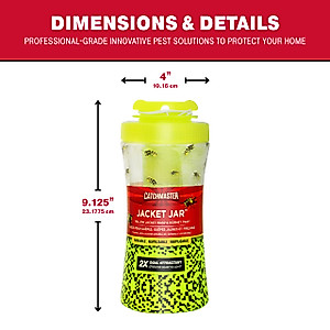 Catchmaster Yellow Jacket, Hornet, & Wasp Trap Jar 2-Pk, Reusable Bug Catcher with Attractant, Outdoor Flying Insect Trap, Wasp Killer Bug Trap, Pet Safe Pest Control for Backyard, Patio, & Shed