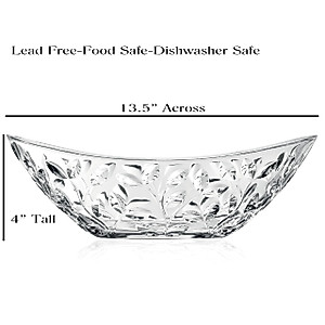 Lorren Home Trends Laurus 13.5" Crystal Oval Bowl