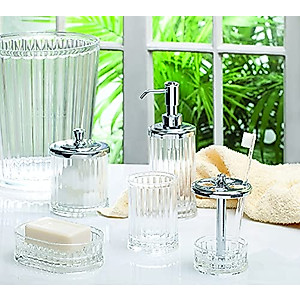 iDesign Alston Bathroom Vanity Canister Jar for Cotton Balls, Swabs, Cosmetic Pads - Clear/Chrome 3.5" x 3.5" x 5.1"