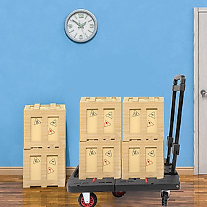 Folding Hand Truck with Rubber Wheels and Retractable Handle, 264lbs Capacity, Portable Dolly Cart for Transportation, Luggage, Mobile, Travel, Office Use