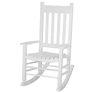 Outdoor Rocking Chair Patio Rocking Chair Porch Rocking with High Back and Handrail Comfortable and Stable Durable Load Bearing 243 lbs Patio Rocker Chair for Porch Garden and Terrace (White)