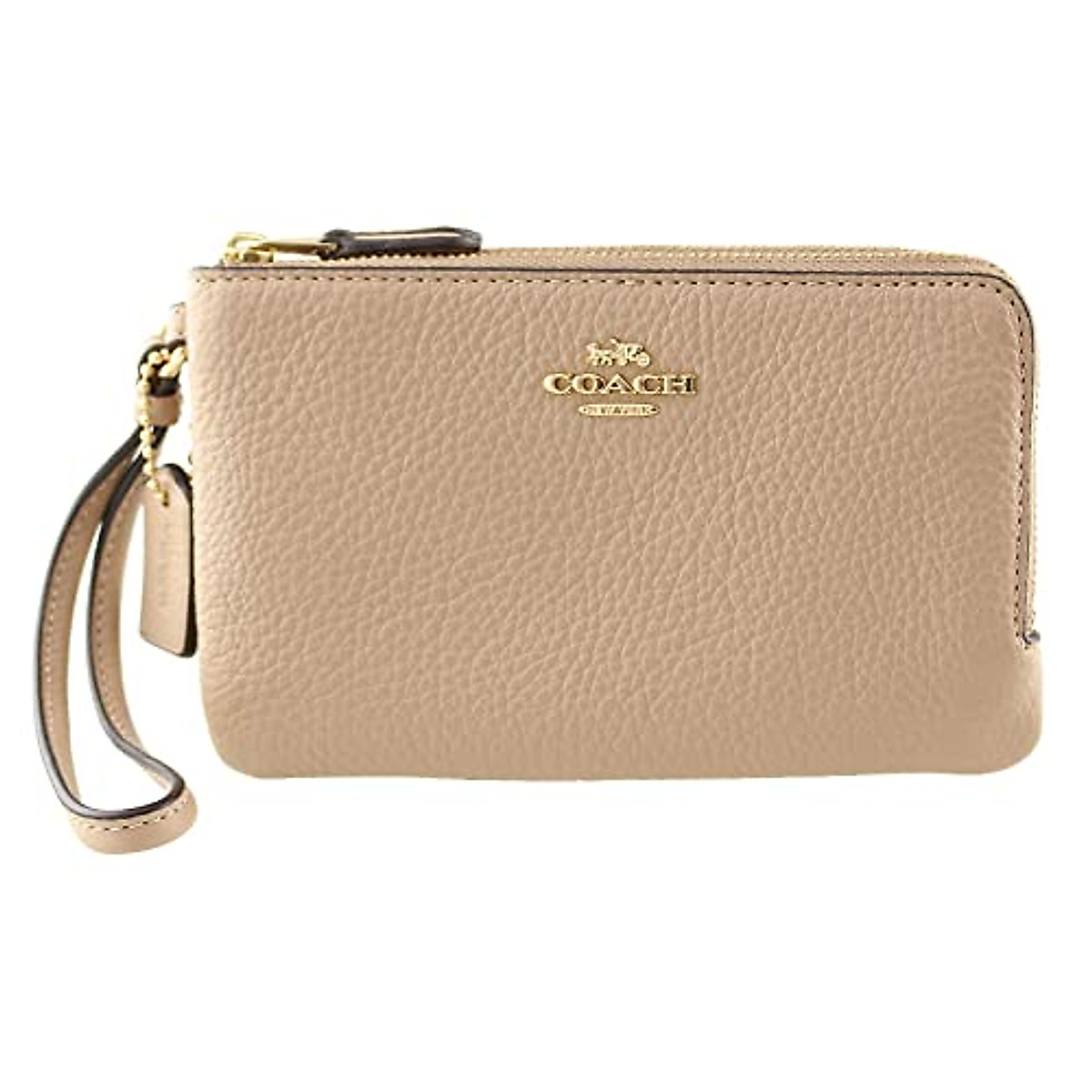 Coach Leather Double Corner Zip Wristlet Taupe Style No. 6649