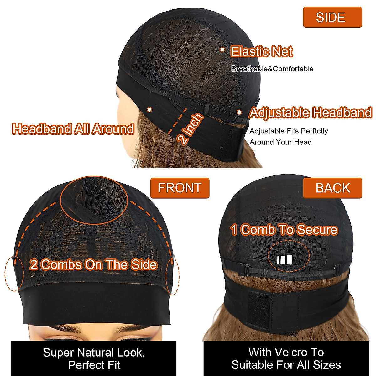 SOMIARIK Headband Wigs for Black Women Natural Hairline Synthetic Brown Loose Curly None Lace Front Wigs for Black Women Glueless Machine Made Wig Wavy pre plucked Headband Wigs 26 Inch