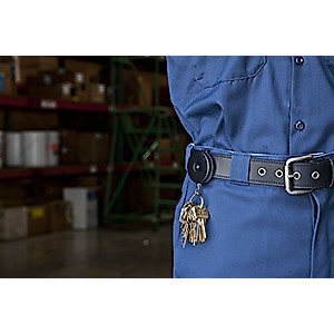 KEY-BAK #5B Retractable Reel with 24 Inch (61 cm) Stainless Steel Chain, Black Front, Steel Belt Clip, Split Ring (Pack of 2)